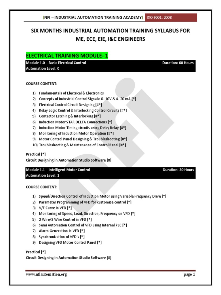 Six Months Industrial Automation Syllabus | Programmable Logic ...