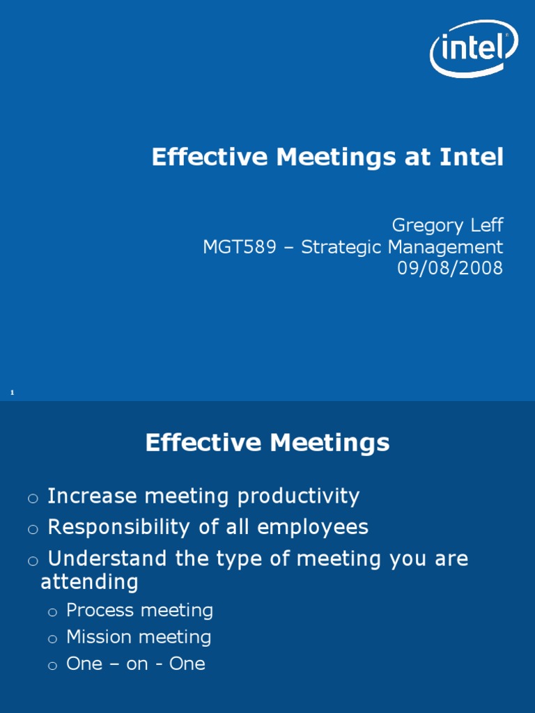 Intel Effective Meetings | PDF | Career & Growth