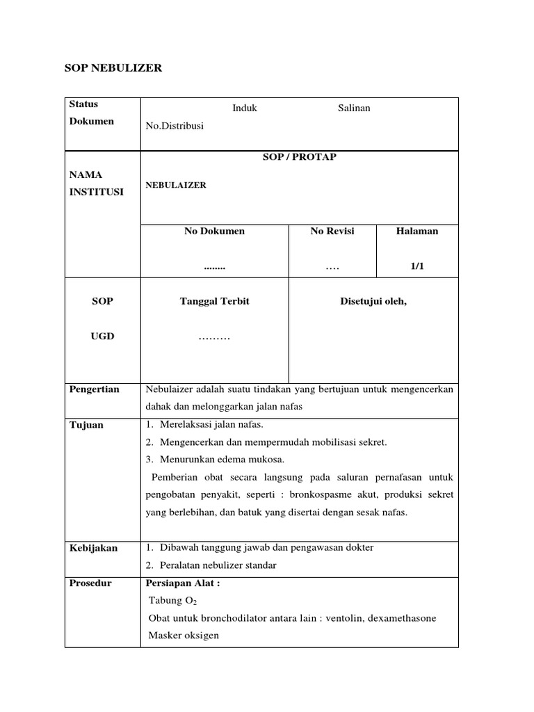 Sop Nebulizer | PDF