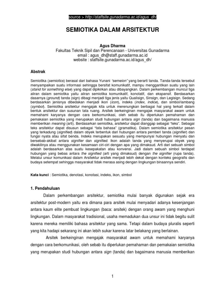 Semiotika Arsitektur: Tanda dan Makna | PDF | Ilmu Sosial