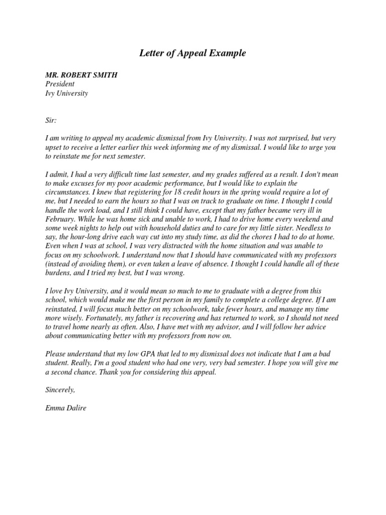 Letter of Appeal Example | PDF | Poverty | Poverty & Homelessness