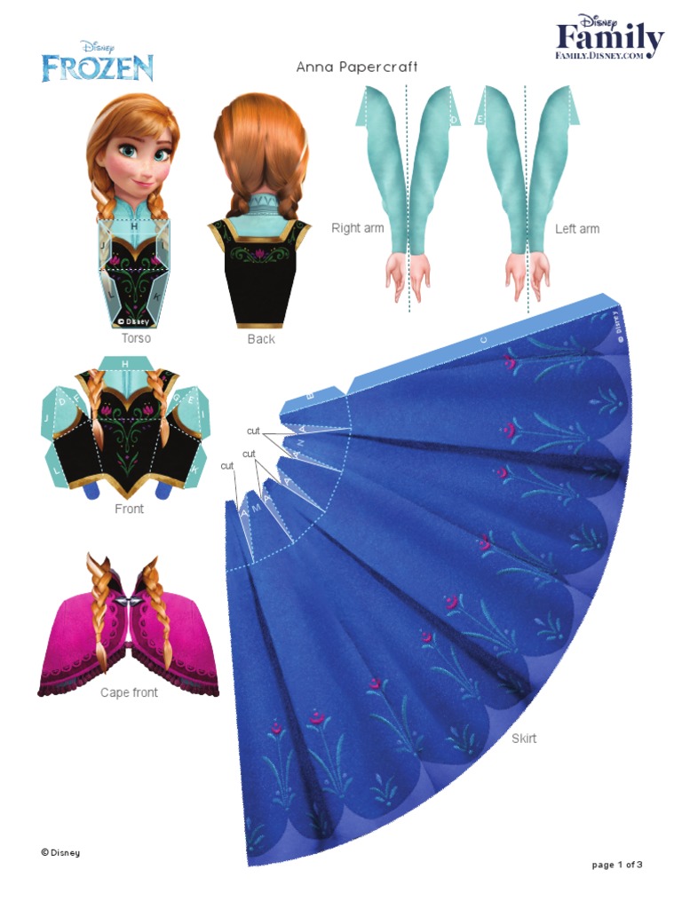 Disney Frozen Anna Papercraft Craft Printable 0913 FDCOM | PDF ...