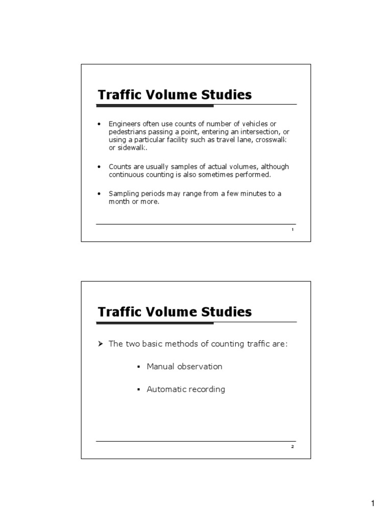Traffic Volume Study Methodology - Slides | PDF | Traffic ...