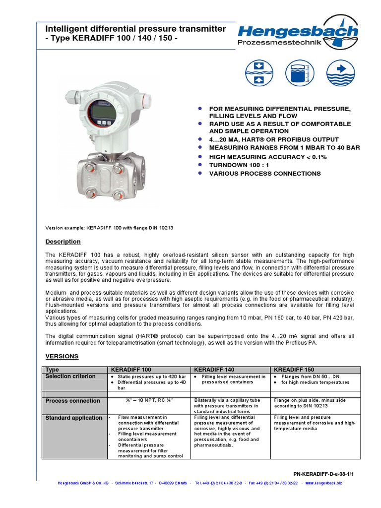 Hengesbach Transmitter | PDF | Pressure Measurement | Pressure