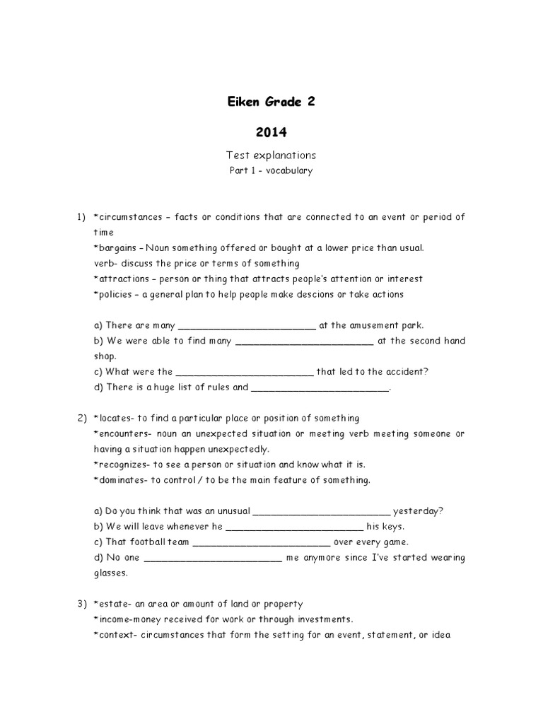 Eiken Grade 2 Part 2 | PDF