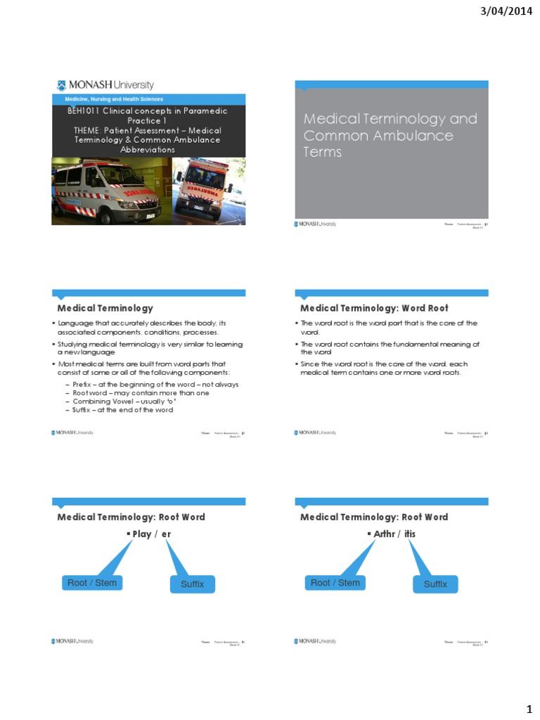 Medical Terminology and Common Ambulance Abbrieviations - 6slide | PDF ...