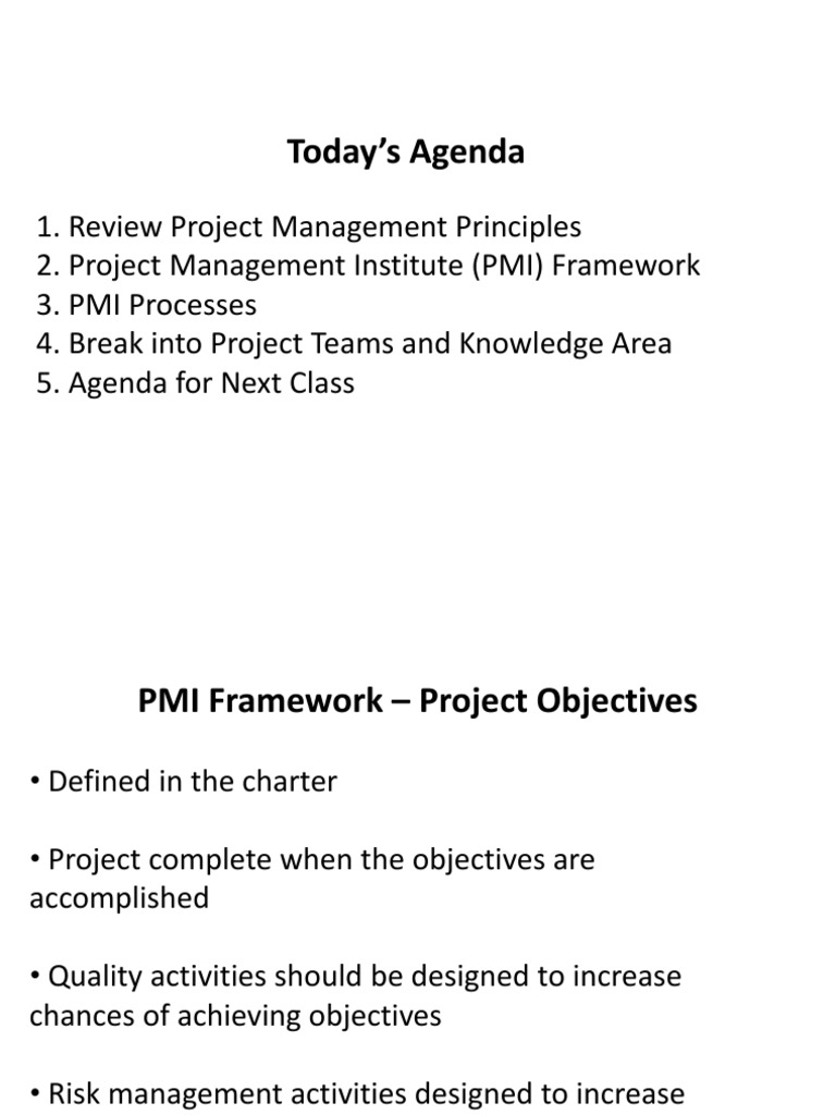 PMI Framework Processes Presentation | Project Management | Systems Science