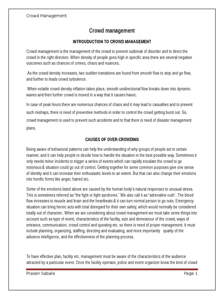 Introuduction To Crowd Management | PDF | Emotions | Behavioural Sciences