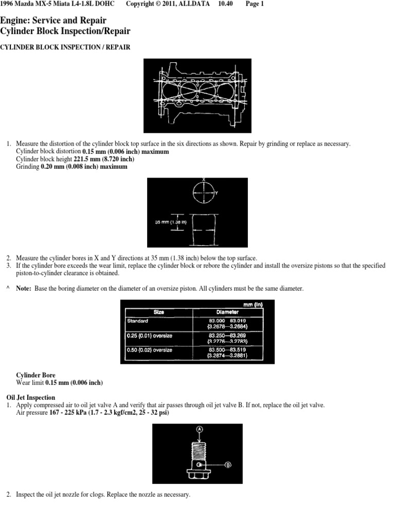 Engine: Service and Repair Cylinder Block Inspection/Repair | PDF ...