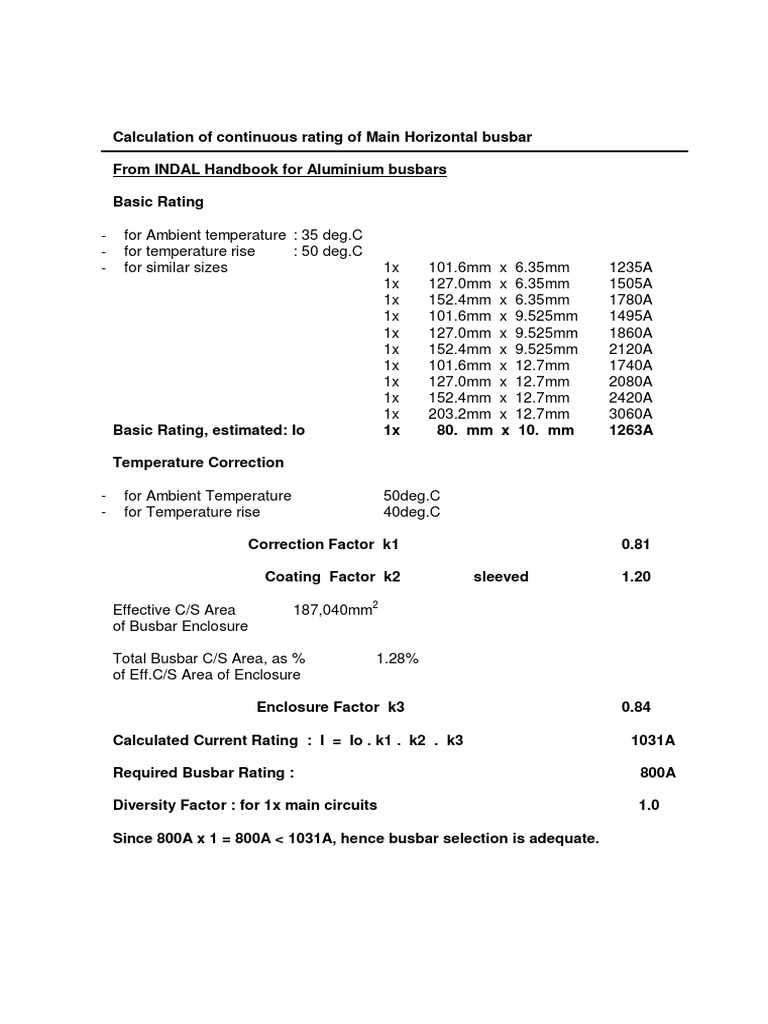 MCC Busbar Rating and Sizing Guide | PDF