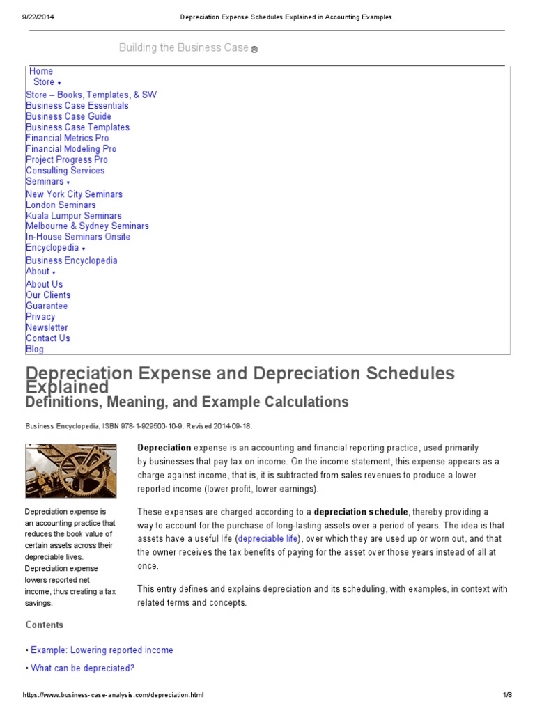 Depreciation Expense Schedules Explained in Accounting Examples | PDF ...
