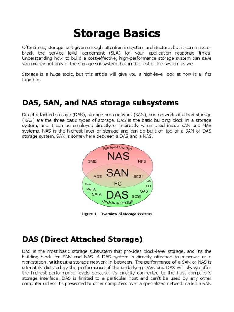 Storage Basics: DAS, SAN, and NAS Storage Subsystems | PDF | Computer ...