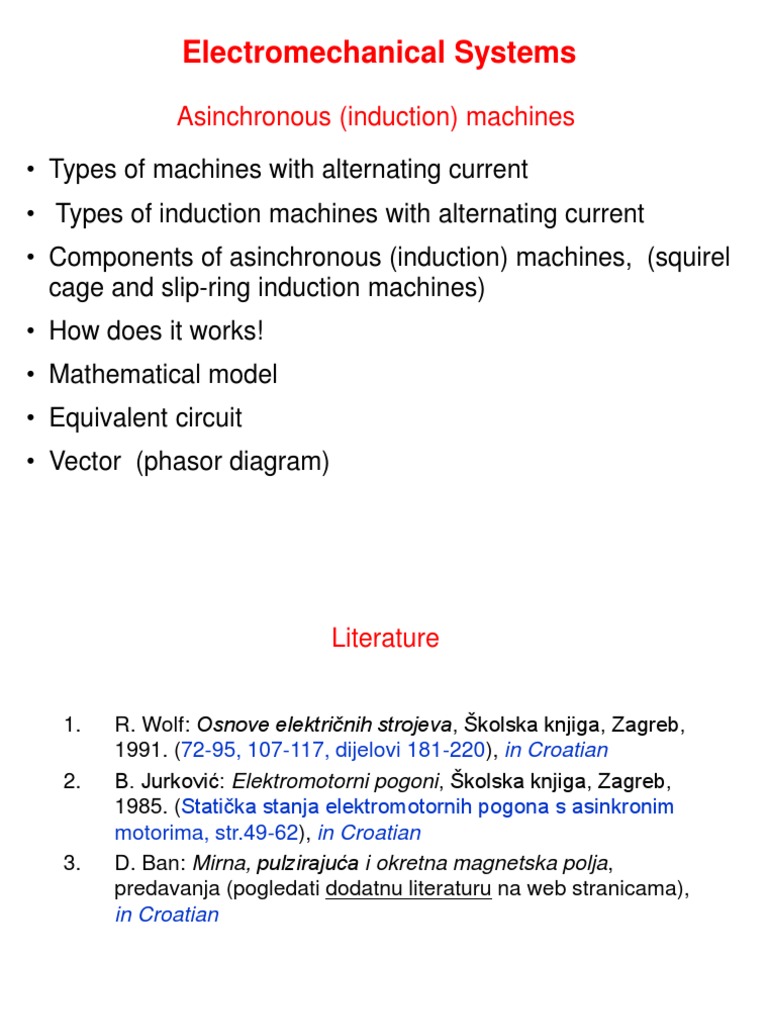 Electromechanical Systems: Asinchronous (Induction) Machines | PDF ...