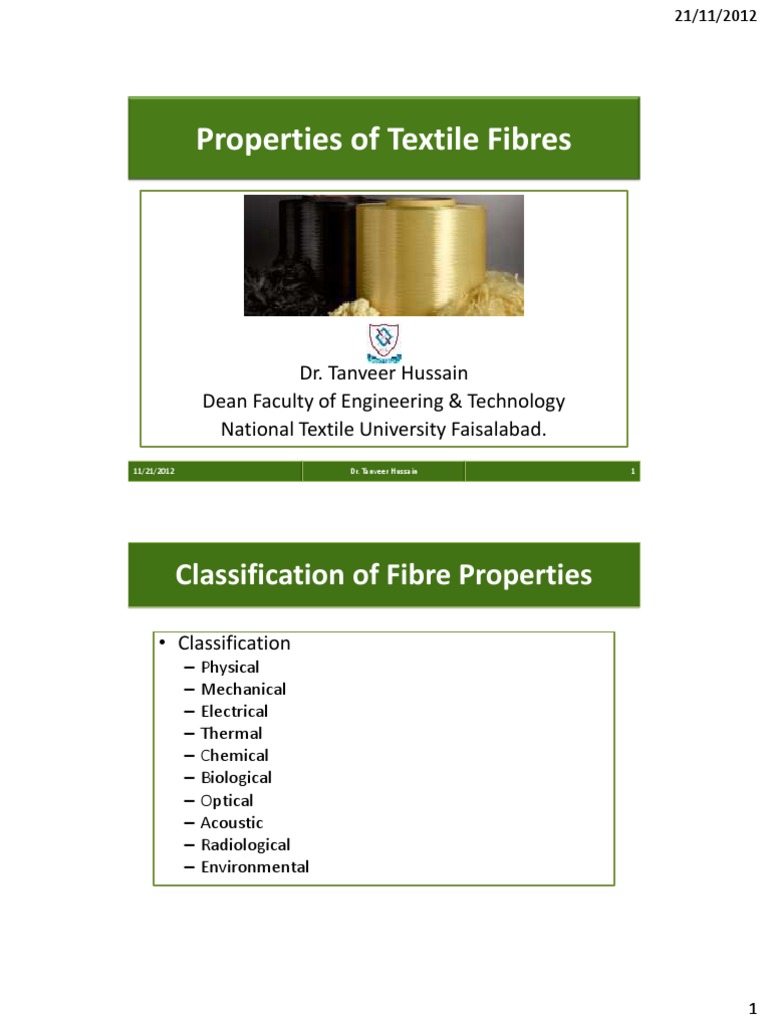Properties of Textile Fibres-Libre | PDF | Deformation (Engineering ...