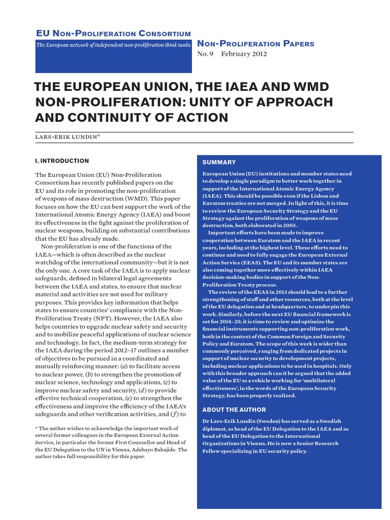 IAEA and The EU Paper | PDF | Nuclear Proliferation | International ...