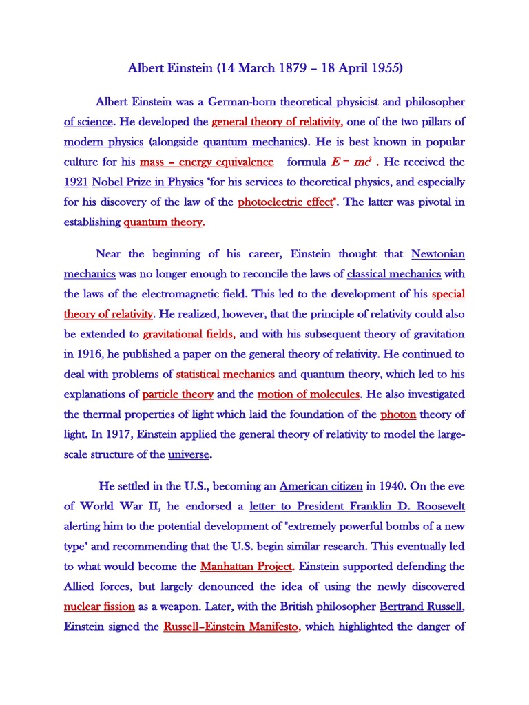 Albert Einstein | PDF | Albert Einstein | General Relativity