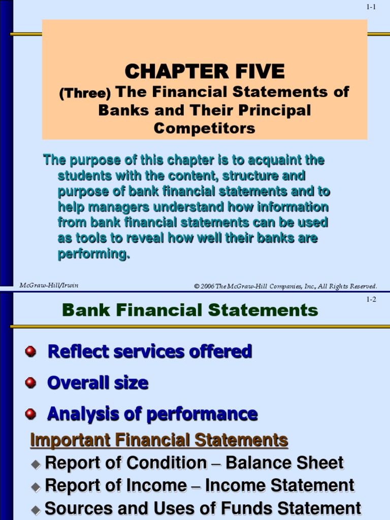 Chapter Five: The Financial Statements of Banks and Their Principal ...