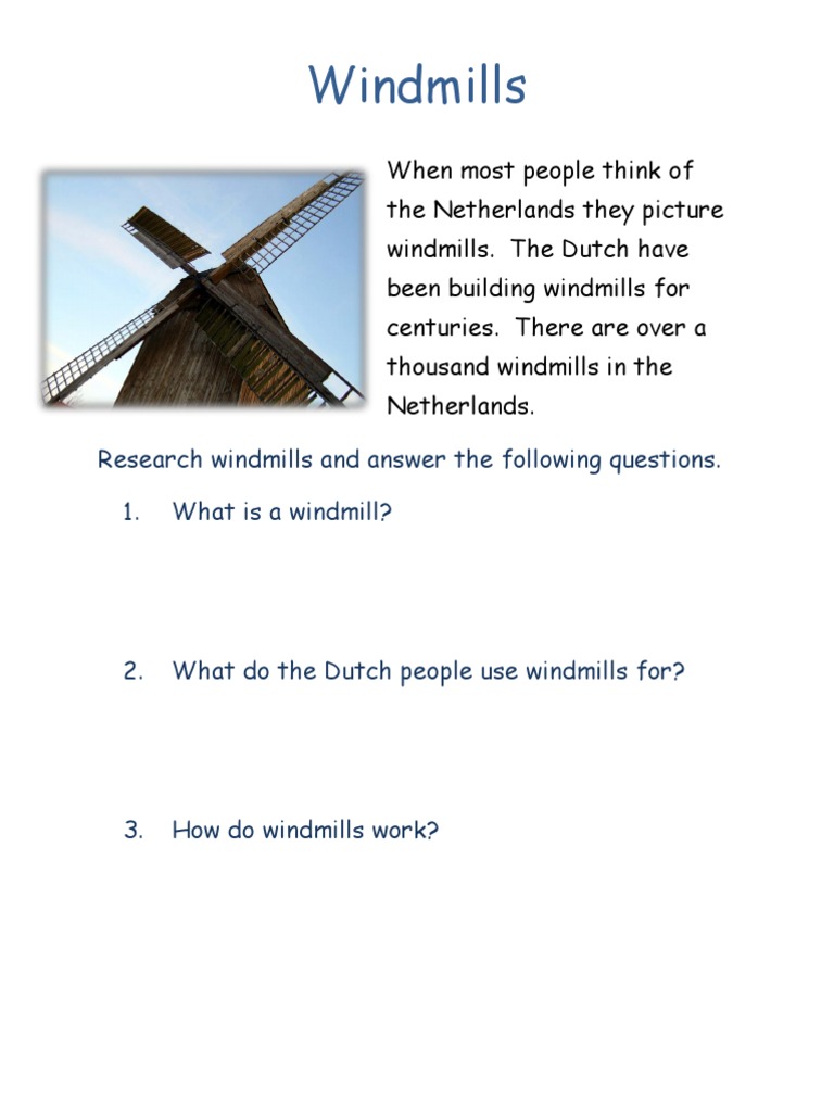 Windmills Worksheet | PDF