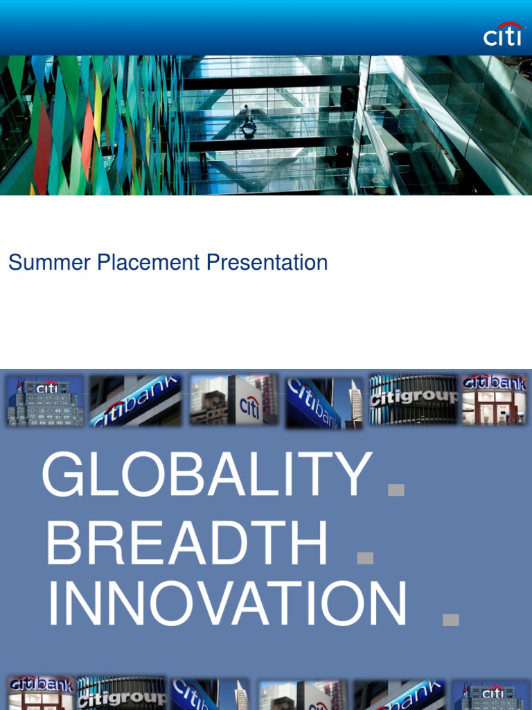 Summer Placement Presentation - Citibank | PDF | Citigroup | Banks