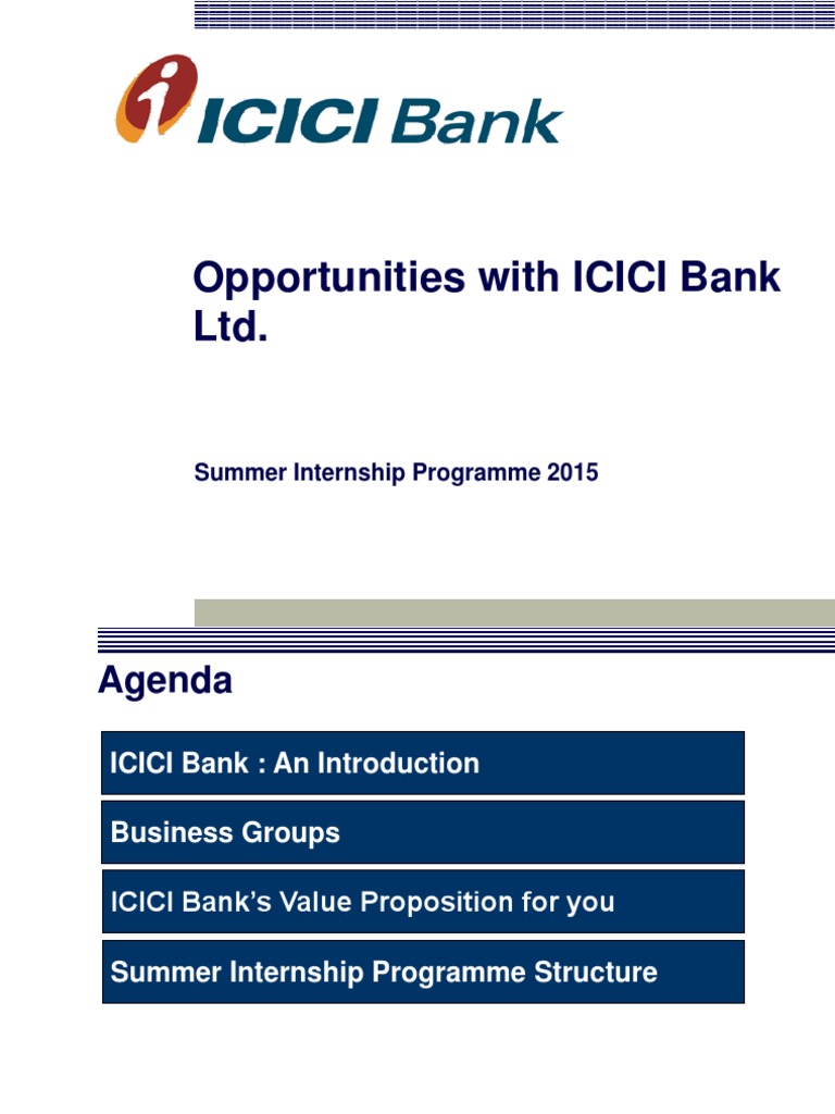 Summer Internship at ICICI Bank 2015 | Banks | Financial Services