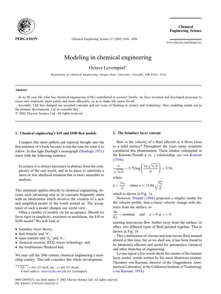 Chemical Engineering Modeling Advances | PDF | Chemistry | Physical ...