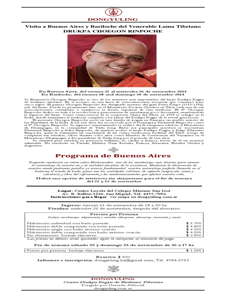 Visita de Choegon Rinpoche a Argentina | PDF | Budismo del Himalaya ...