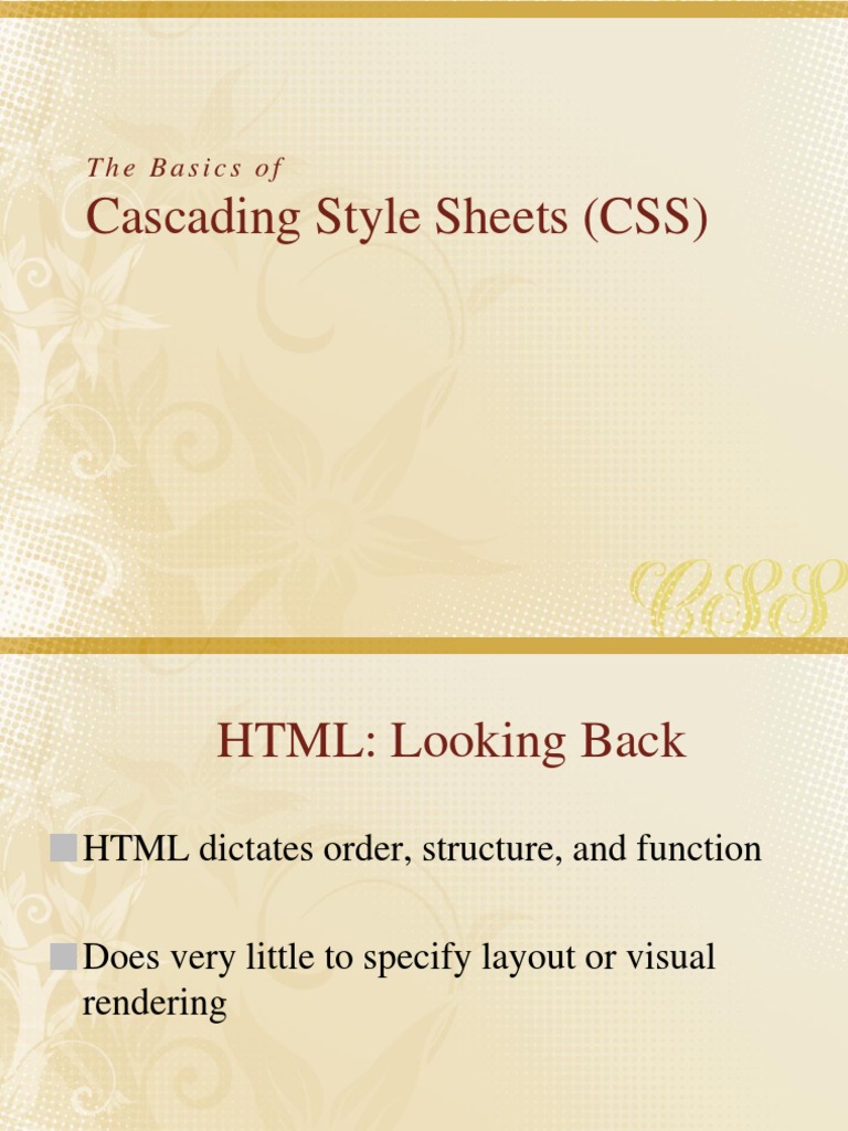 Cascading Style Sheets (CSS) : The Basics of | PDF | Cascading Style Sheets | Html Element