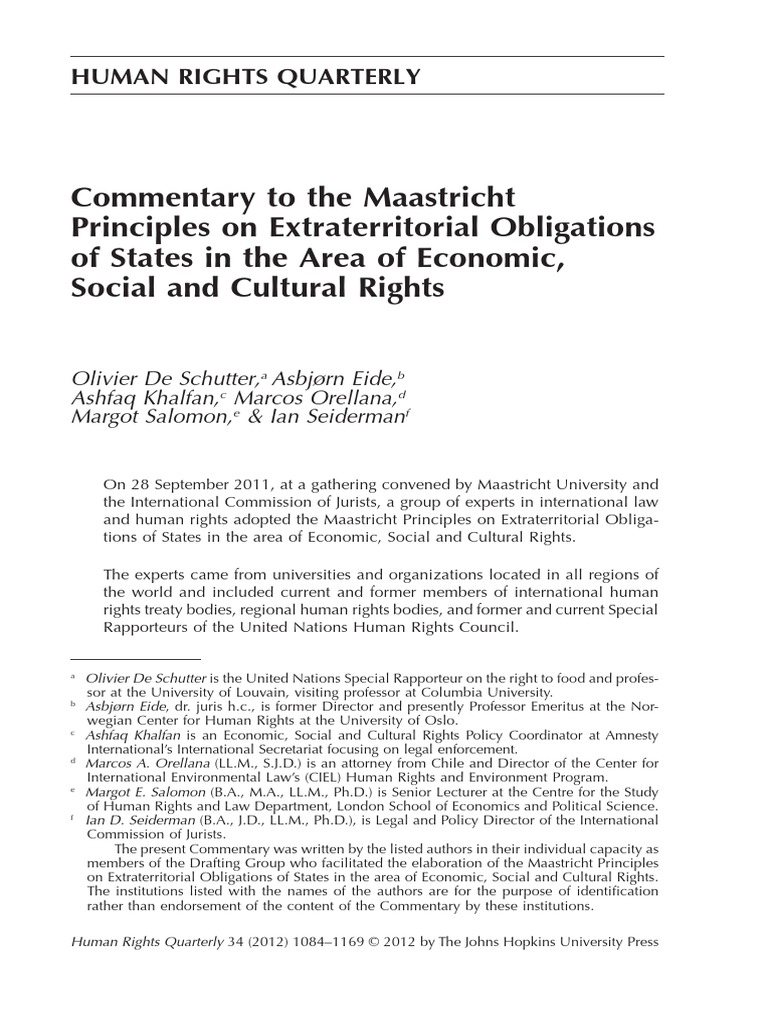 Commentary To The Maastricht Principles On Extraterritorial Obligations ...