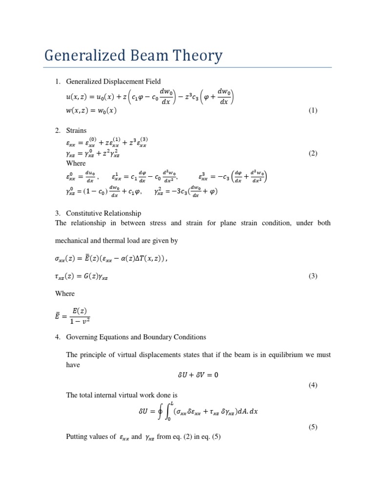 Generalized Beam Theory | PDF | Deformation (Mechanics) | Chemical ...