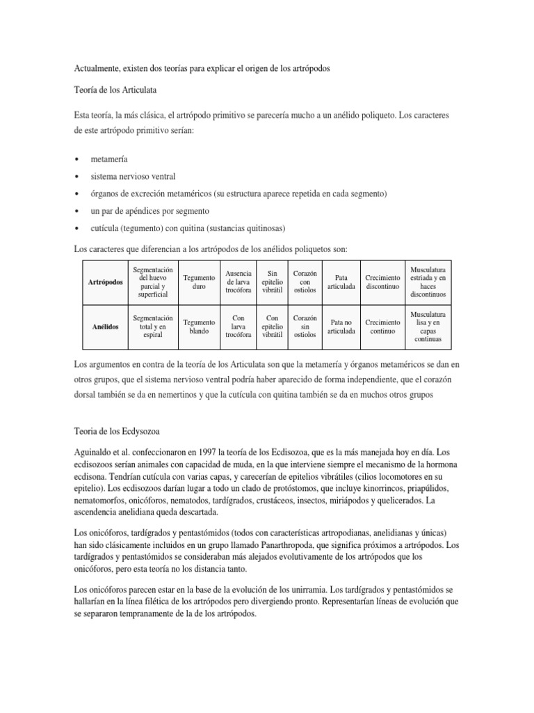 Orígenes de los Artrópodos: Teorías Clave | PDF | Protostomas | Zoología
