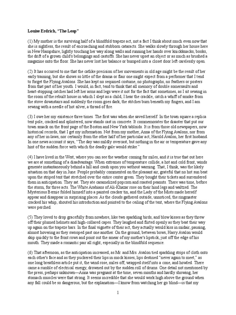 Louise Erdrich, "The Leap" | PDF