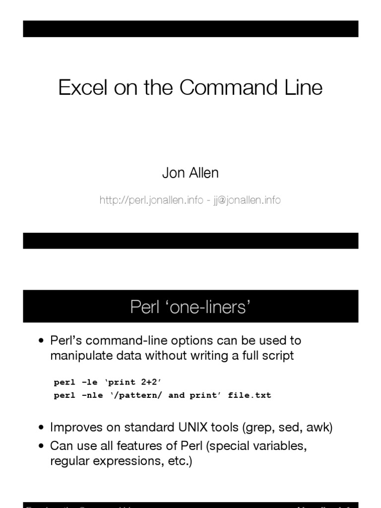 Excel On The Command Line | PDF | Perl | Microsoft Excel