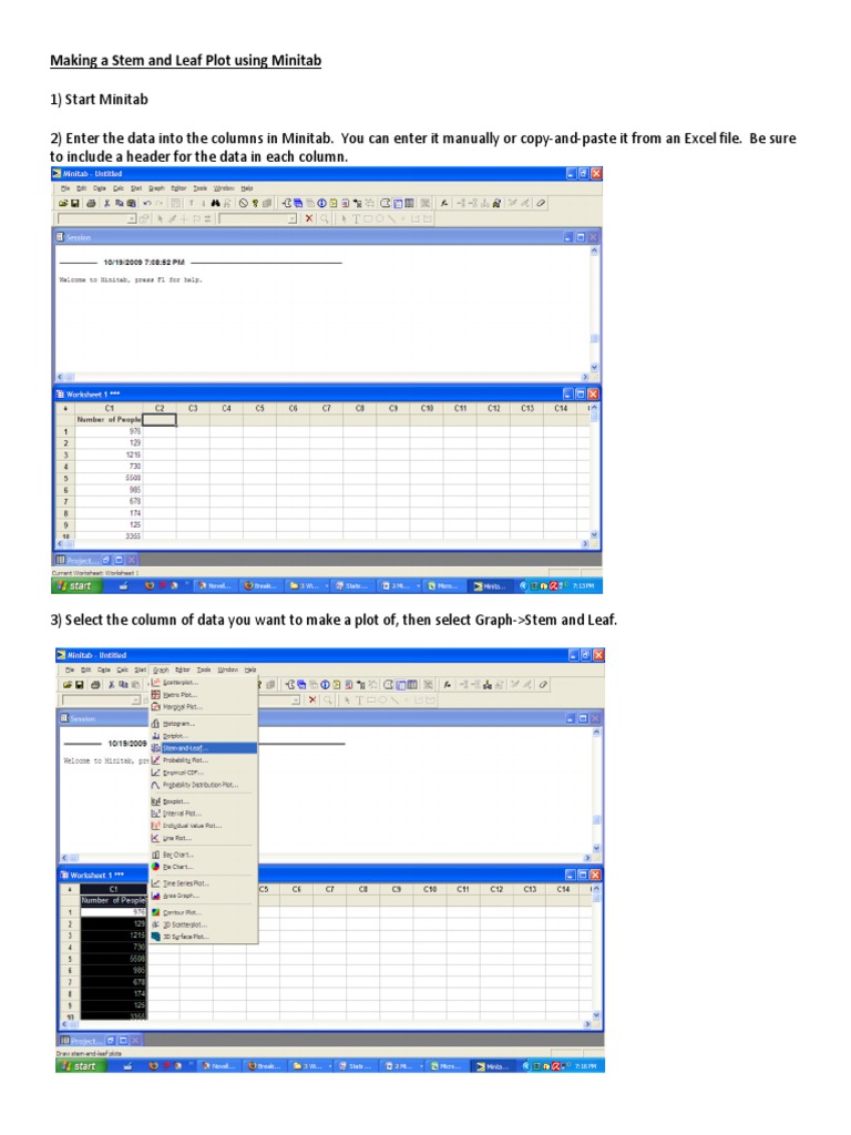 Making A Stem And Leaf Plot Using Minitab Pdf Median Statistics