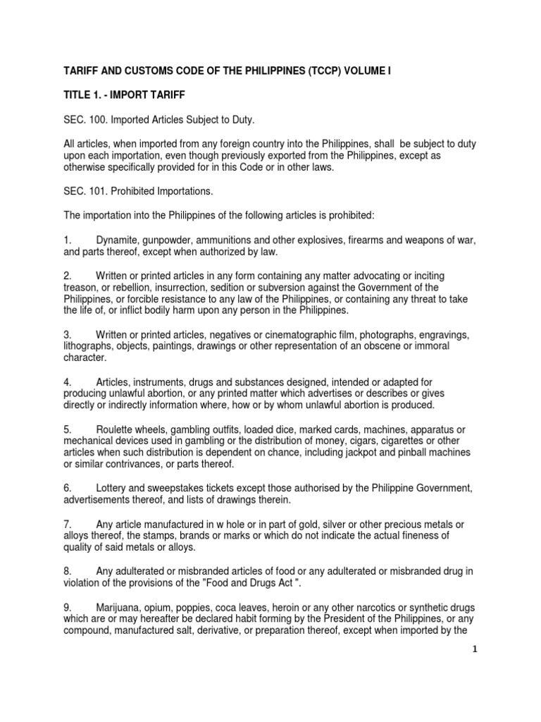 Philippine Tariff and Customs Code Overview | PDF | Tax Refund | Taxes