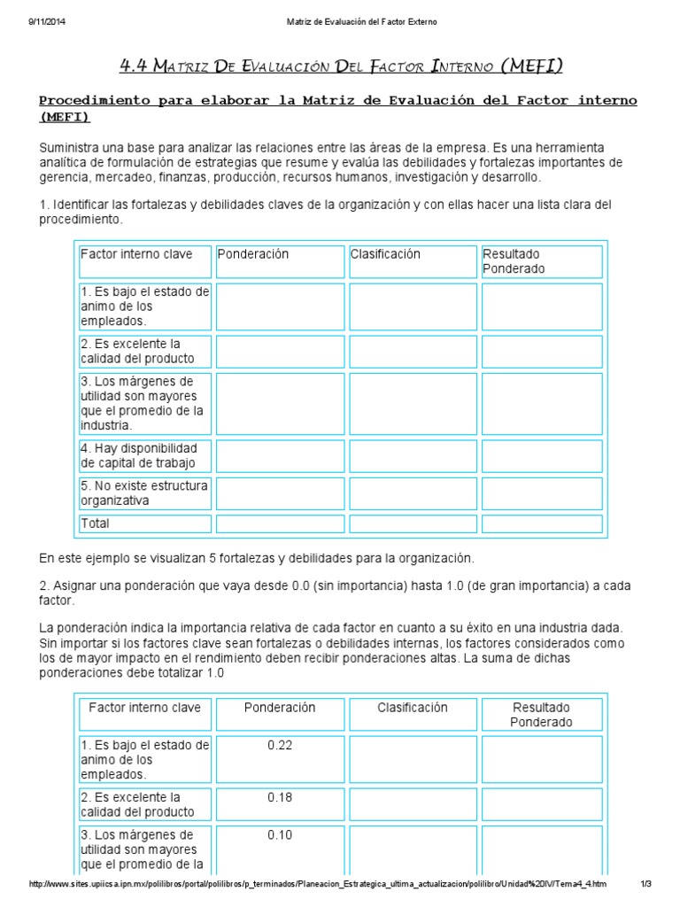 Matriz de Evaluación Del Factor Interno | PDF | Marketing | Business