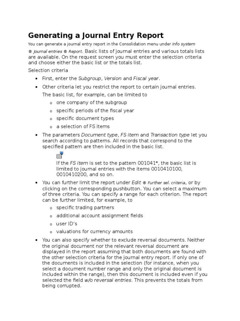 Generating A Journal Entry Report | PDF | Computing | Software