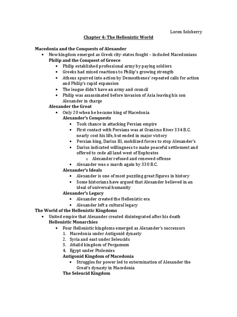 Western Civilization: CH 4 | PDF | Hellenistic Period | Alexander The Great