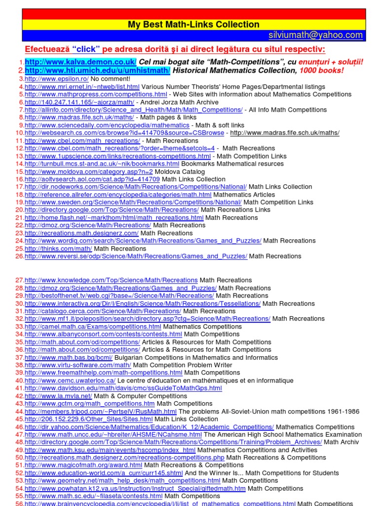 My Best Math Links Collection | PDF | Teaching Mathematics | Science ...