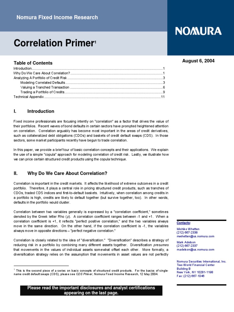 Nomura Correlation Primer | Download Free PDF | Collateralized Debt Obligation | Probability ...