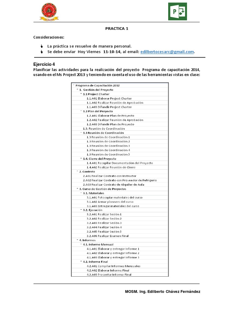 Practica 1 - Ms Project 2013 | PDF