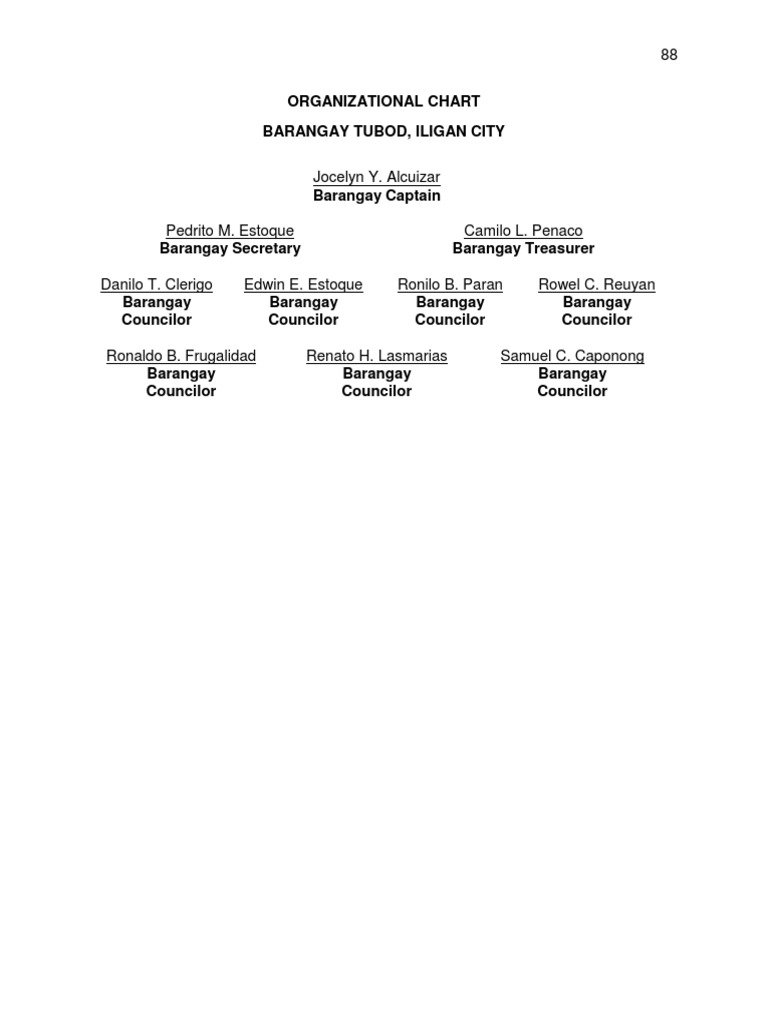Organizational Chart of Barangay Tubod | PDF