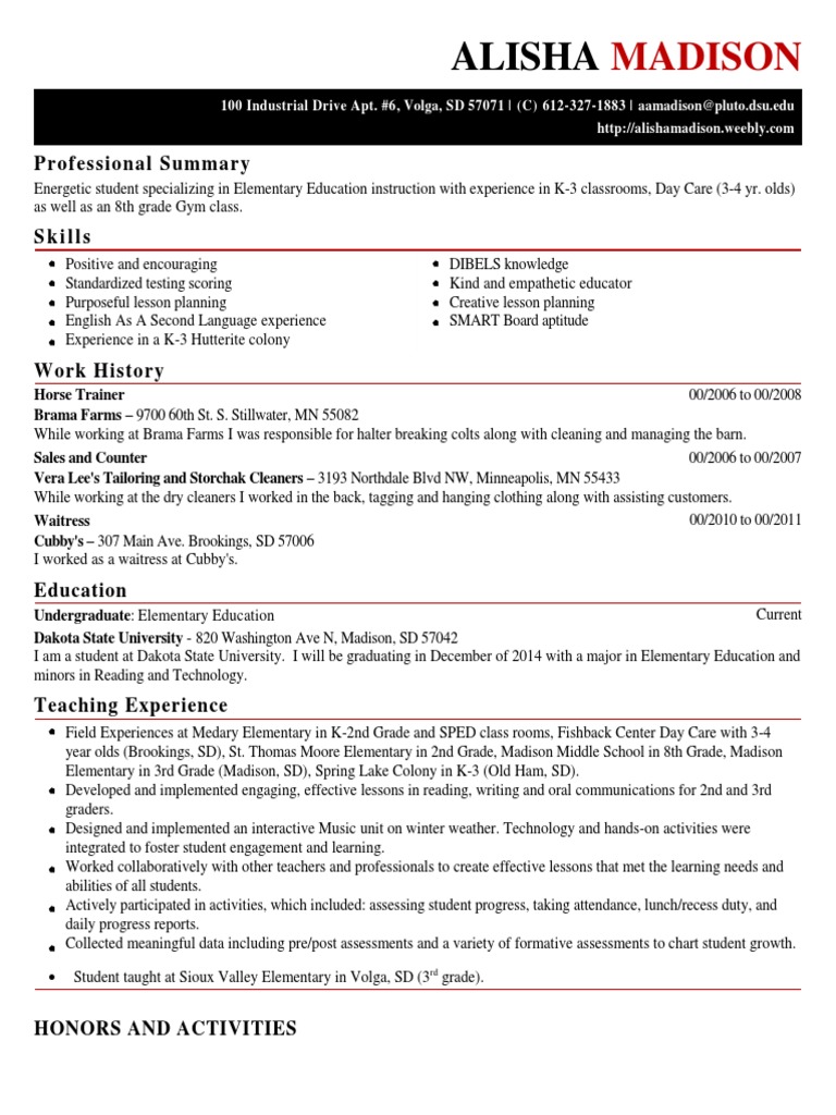 Alisha Madison Resume | PDF | South Dakota | Teachers
