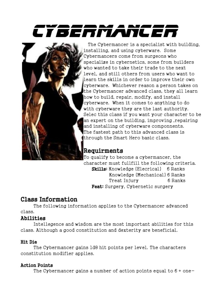 Cyber-Mancer Advanced Class For D20 Modern | PDF | Games & Activities