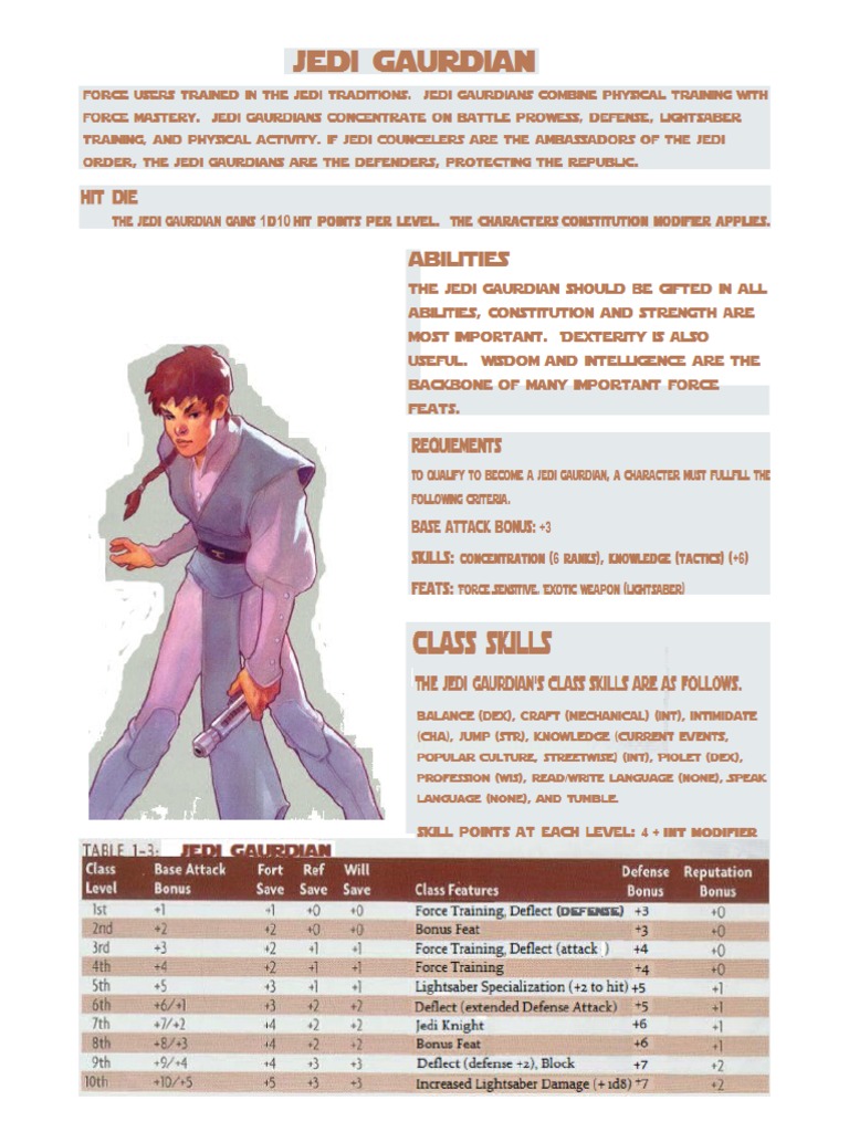 D20 Future Jedi Gaurdian Advanced Class | PDF | Jedi | Weaponry