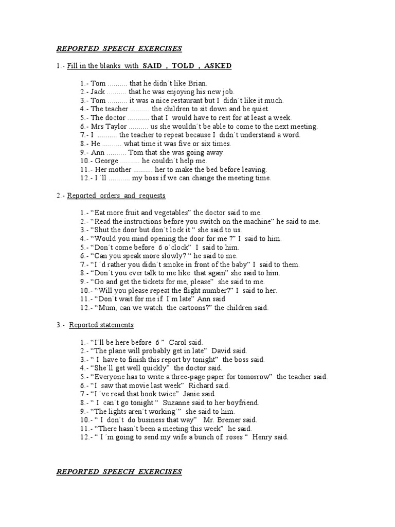 Reported Speech | PDF