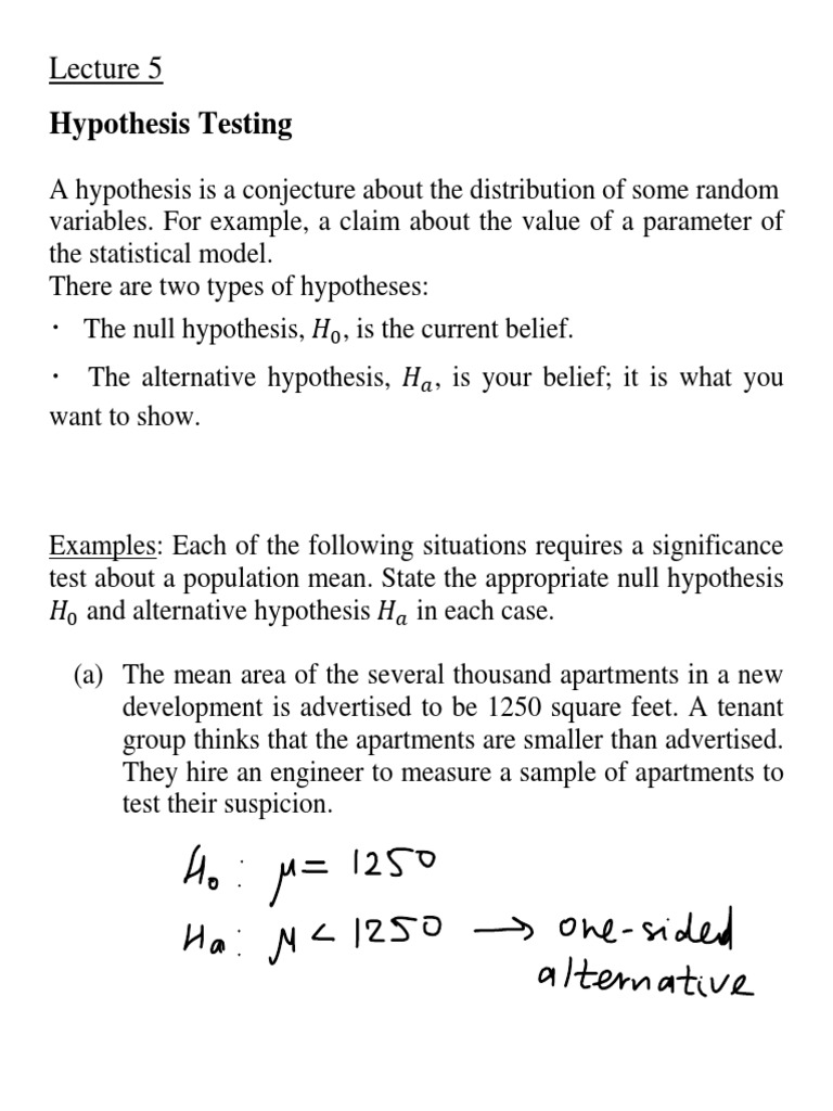 Hypothesis Testing Basics and Examples | PDF | Statistical Hypothesis ...