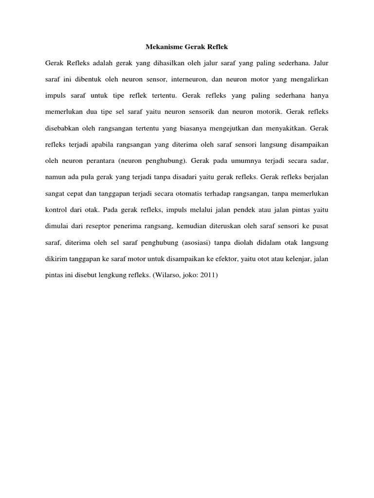 Mekanisme Gerak Refleks Sederhana | PDF | Sains & Matematika