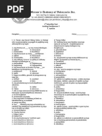 Test I. Multiple Choice Panuto: Basahing Mabuti Ang Bawat Aytem at ...