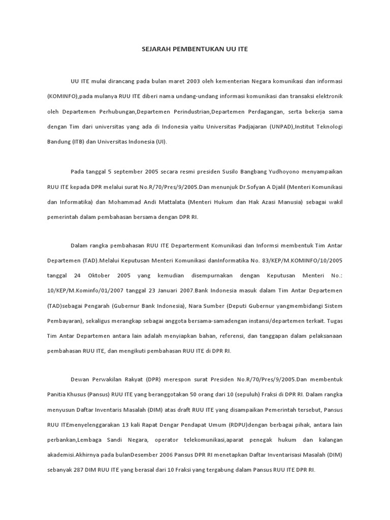 Kerangka UU Ite | PDF | Komputer | Hukum