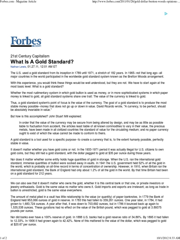 What Is A Gold Standard | PDF | Gold Standard | Money Supply